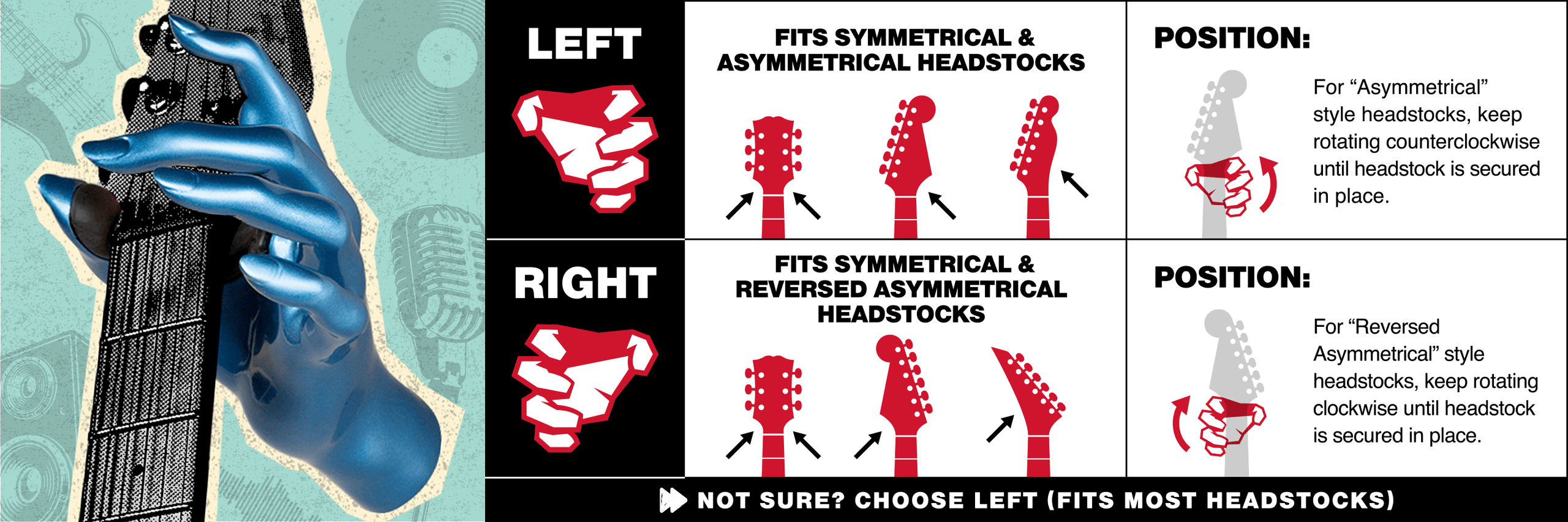 GuitarGrip Silver Left Hand Wall Mounted Instrument Hanger