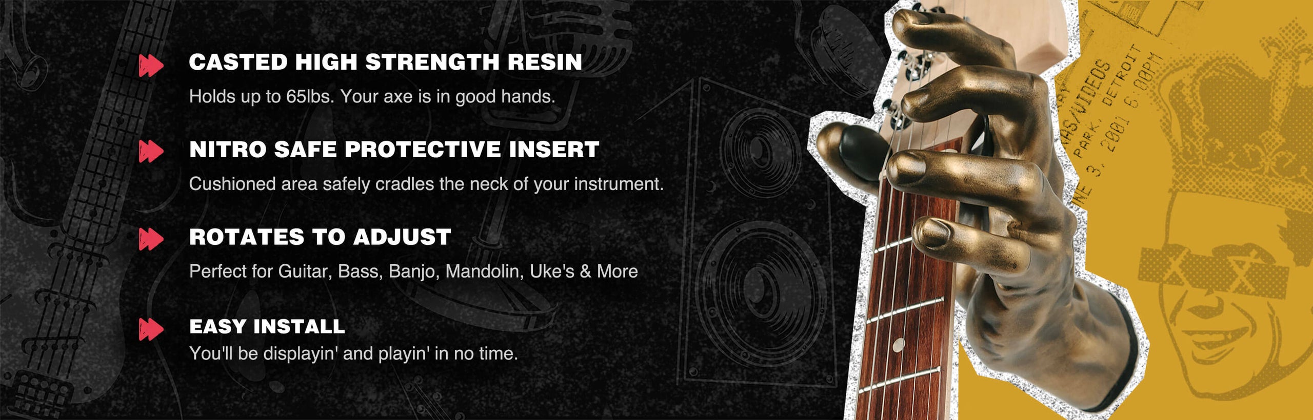 GuitarGrip - Guitar Wall Hangers and Mounts that Hang your Instrument